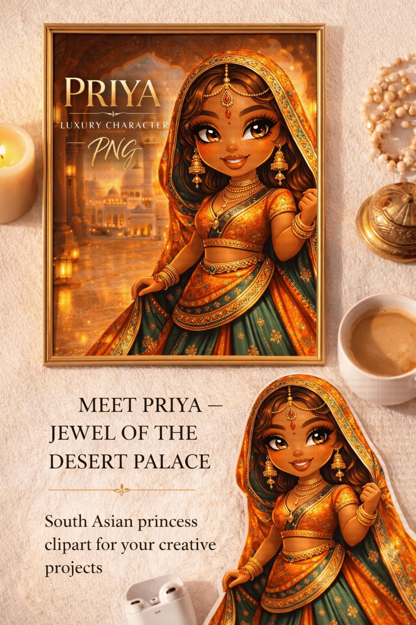 Priya of Jaipur Princess PNG | Indian Royal Character Clipart | Luxury ...
