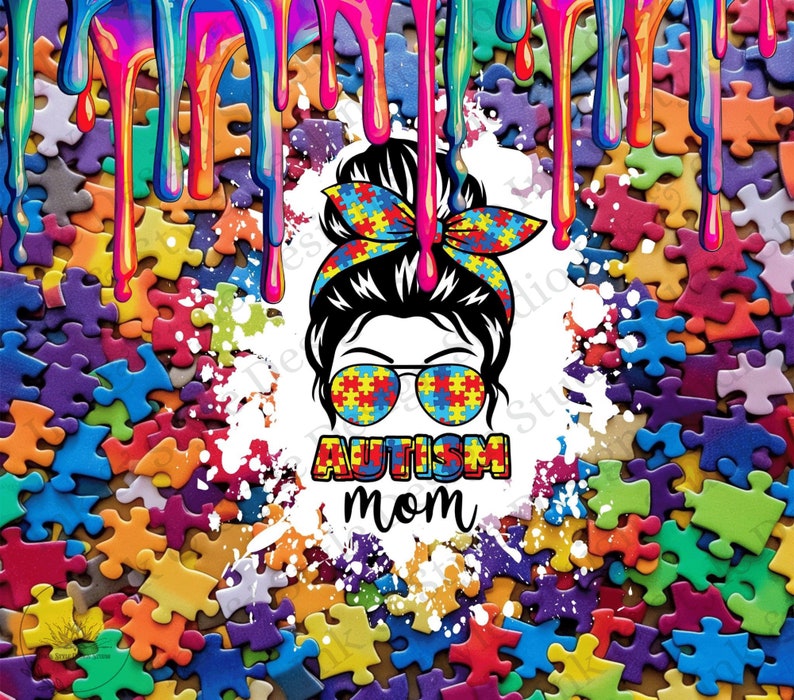 Autism Mom Life Drip | Puzzle Mom | Celebrating Differences | 20 Oz ...