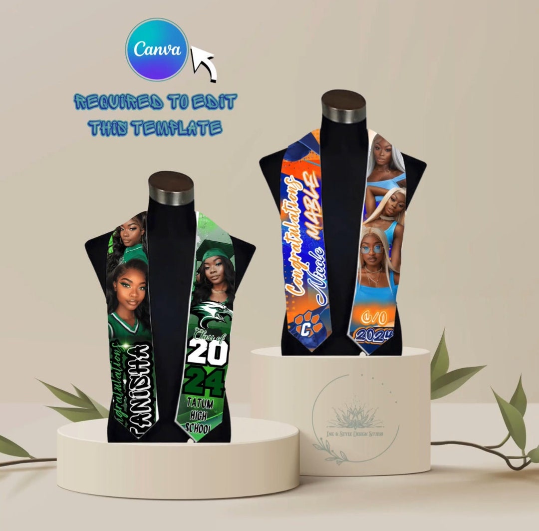 Graduate Stoles, Custom Editable Canva Design, Graduation Bundle ...