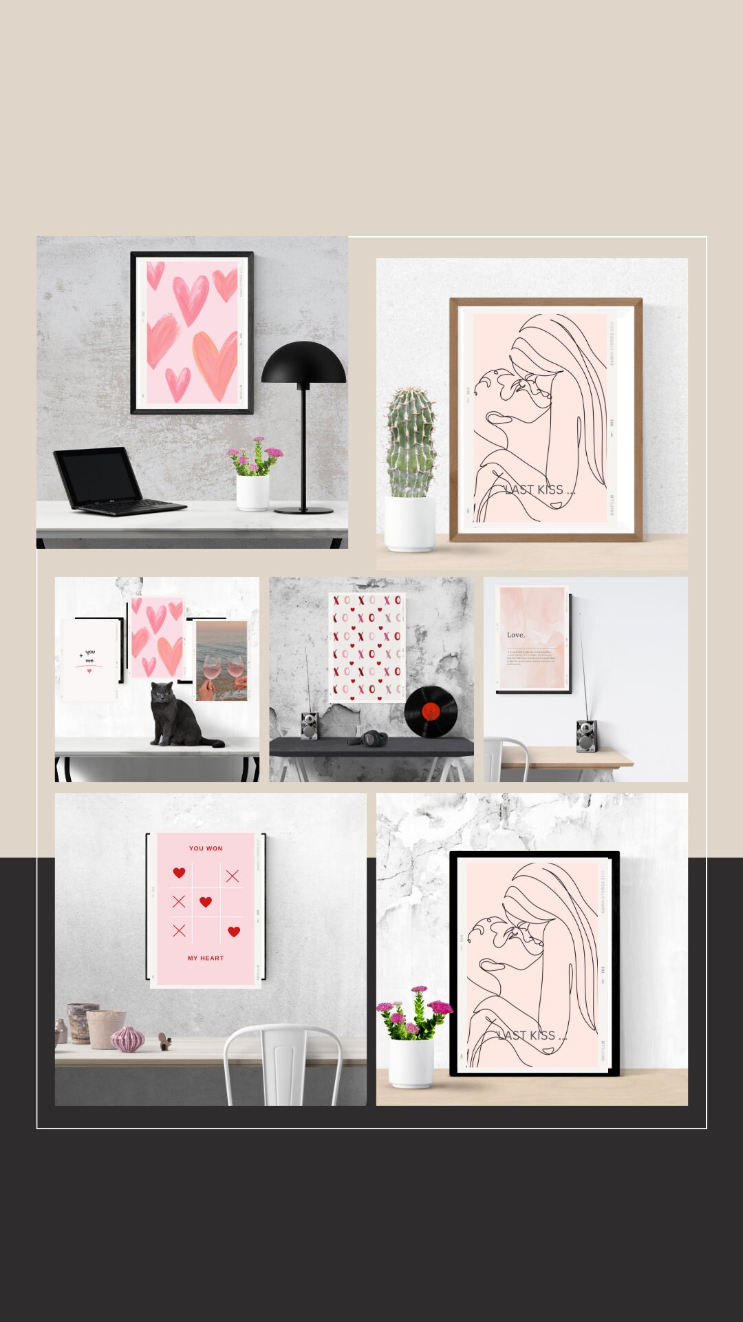 Valentines Day Decor Set of 8 PRINTABLES, Couple Poster, Valentines ...