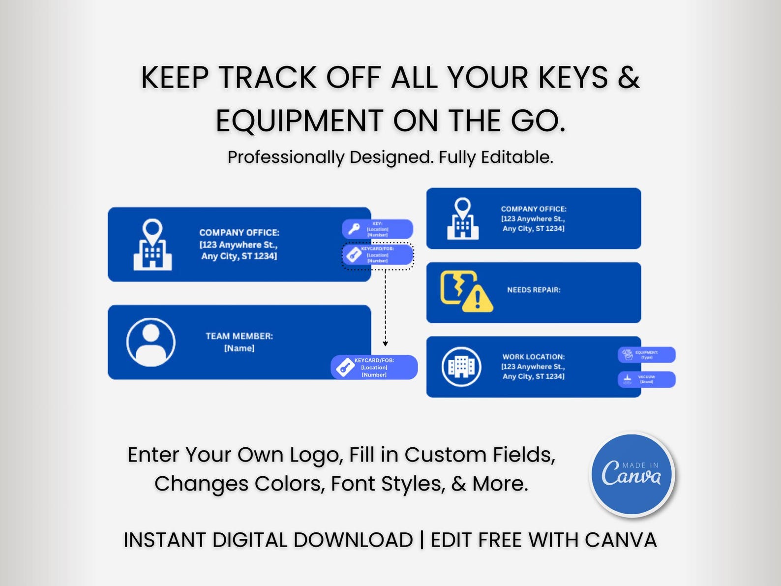 Janitorial Key & Equipment Tracker Templates (CANVA Whiteboard ...