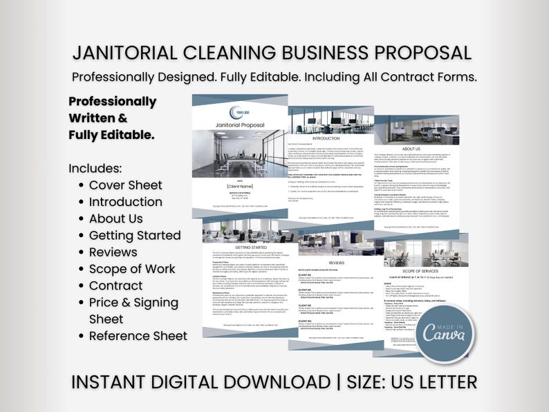 Janitorial Service Proposal Template: Commercial Cleaning Contract (digital Download) - Etsy