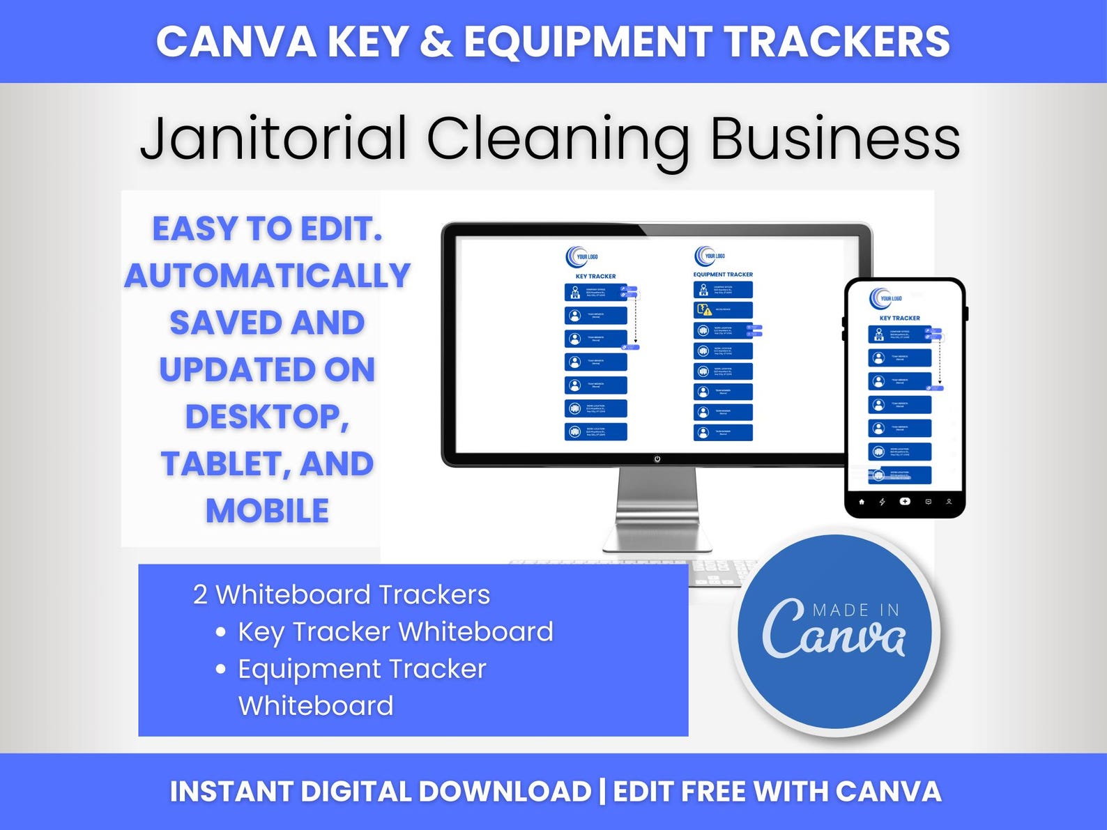 Janitorial Key & Equipment Tracker Templates (CANVA Whiteboard ...