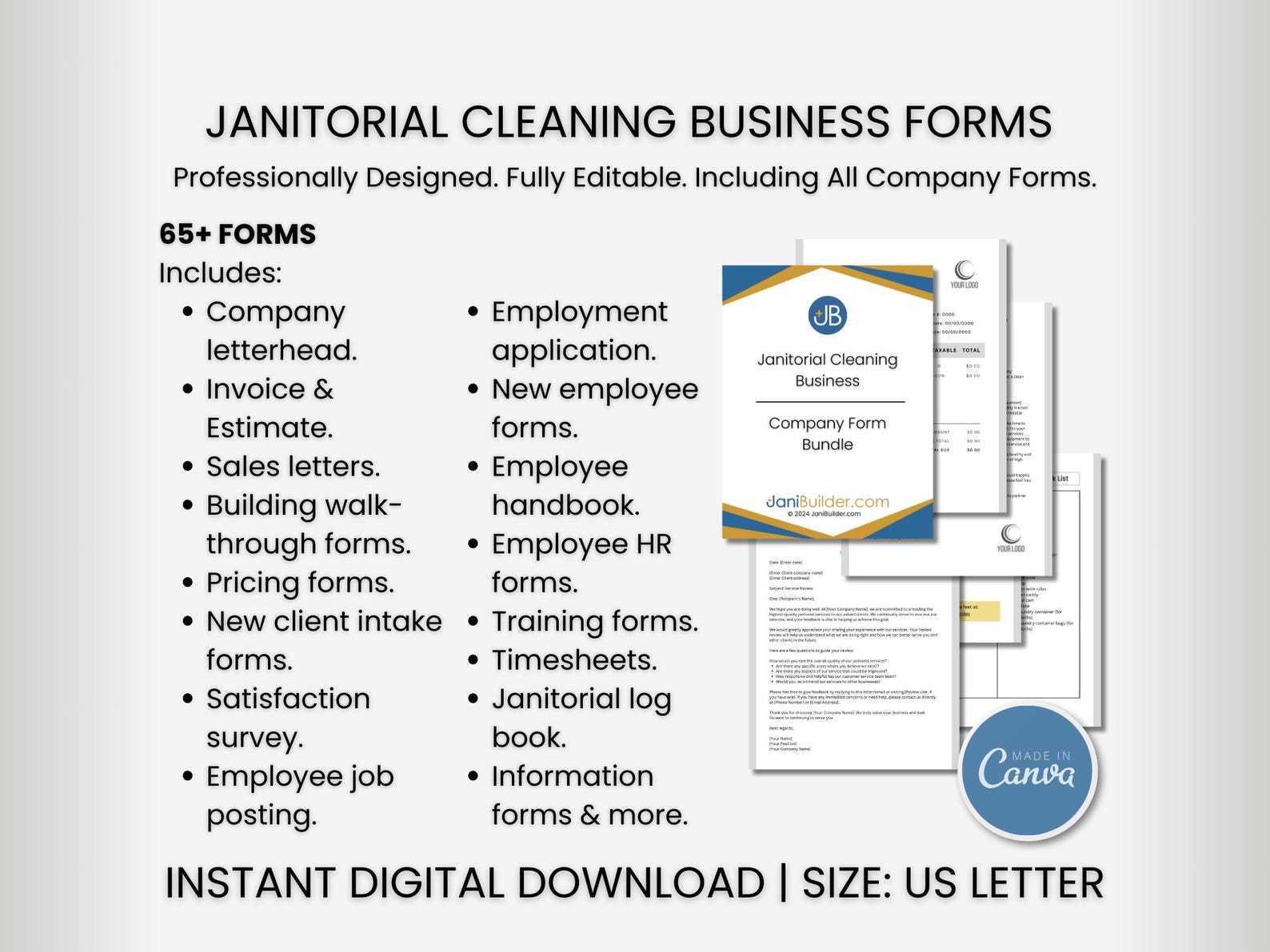 Janitorial Cleaning Business Forms Templates Bundle. - Etsy