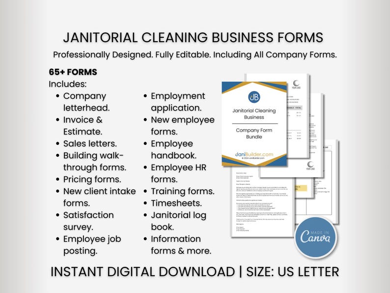 Janitorial Cleaning Business Forms Templates Bundle. - Etsy