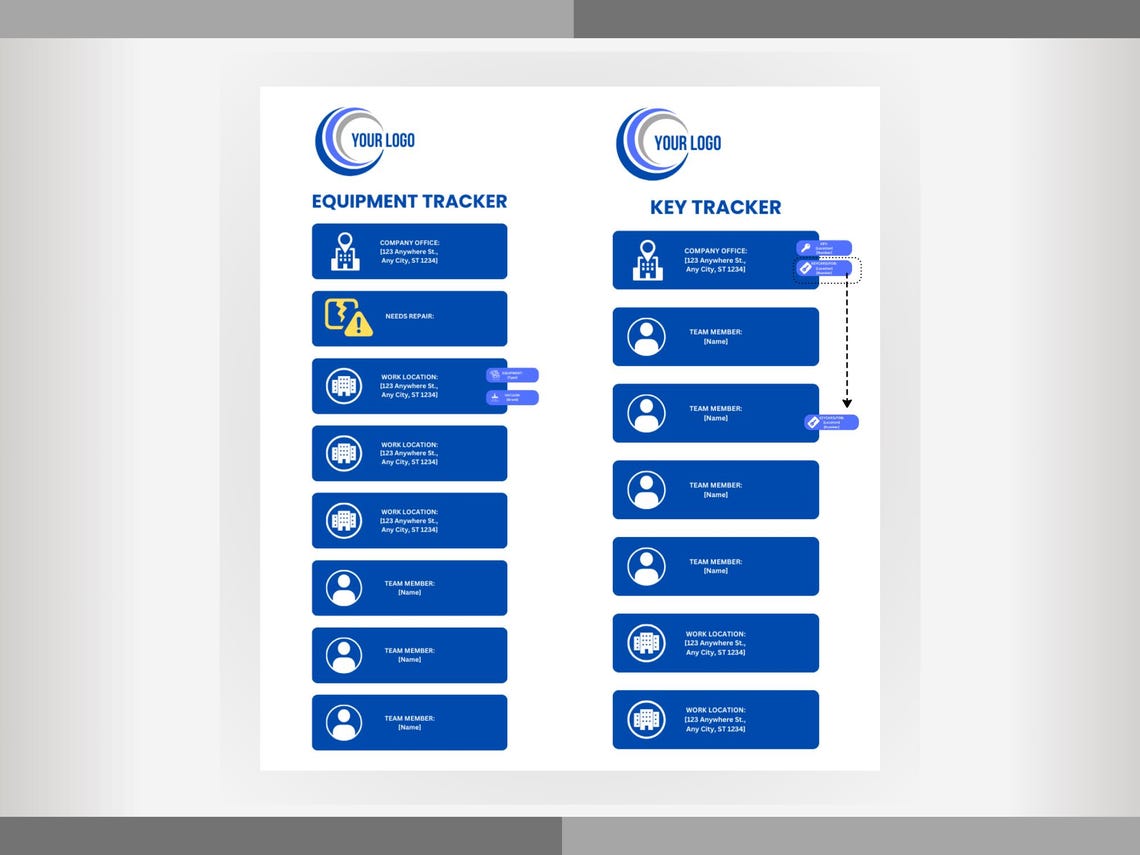 Janitorial Key & Equipment Tracker Templates (CANVA Whiteboard ...