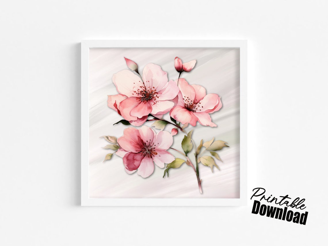 Set of 3 Cherry Blossom Printable Art, Square Art Print, Wall Decor ...