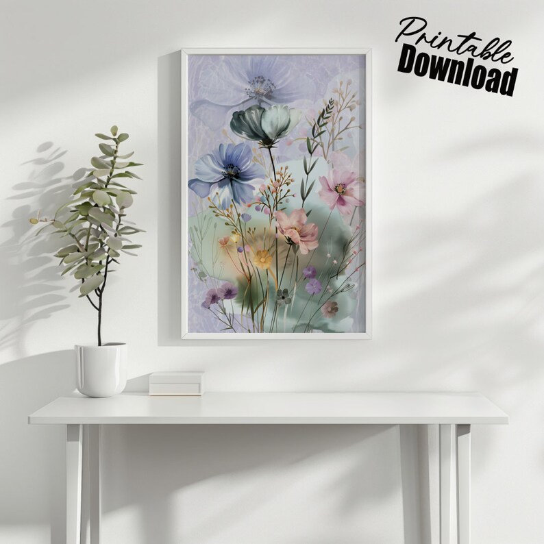 Colorful Pastel Wildflowers No.1 Printable Art Download, Watercolor ...