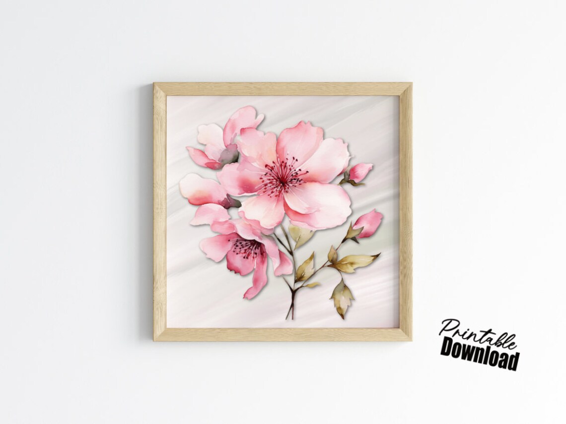 Set of 3 Cherry Blossom Printable Art, Square Art Print, Wall Decor ...