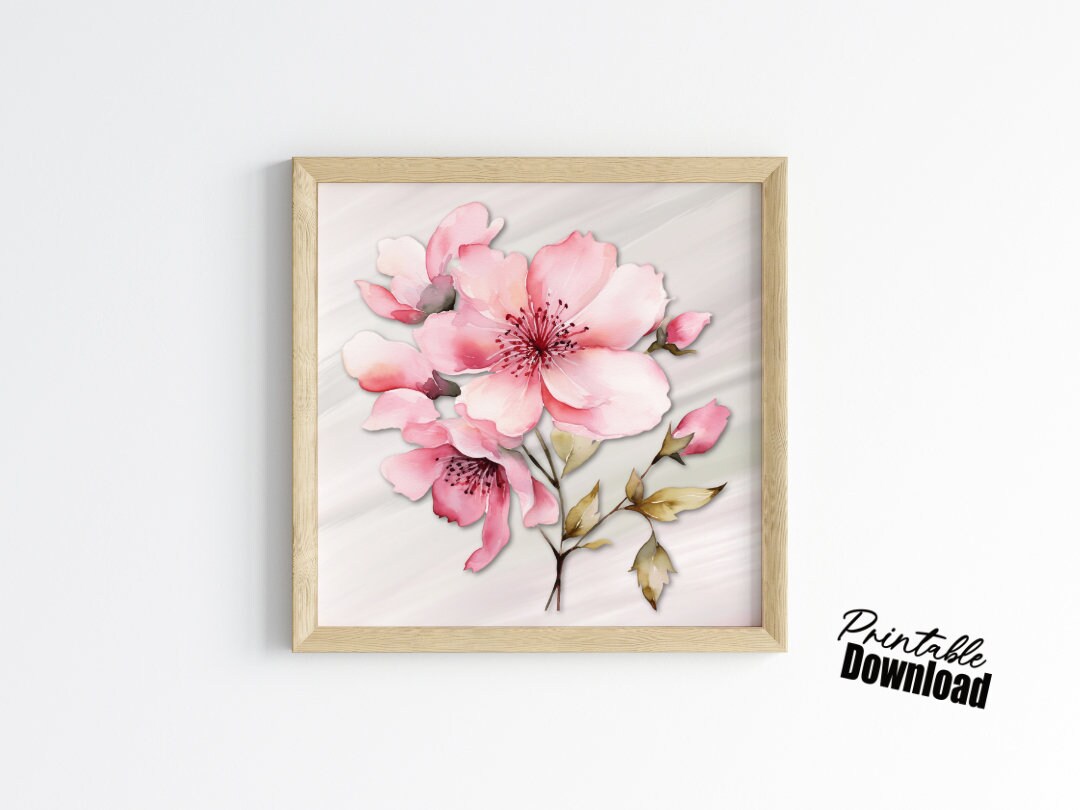 Set of 3 Cherry Blossom Printable Art, Square Art Print, Wall Decor ...