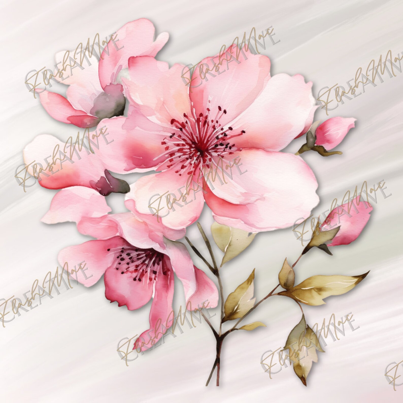 Set of 3 Cherry Blossom Printable Art, Square Art Print, Wall Decor ...