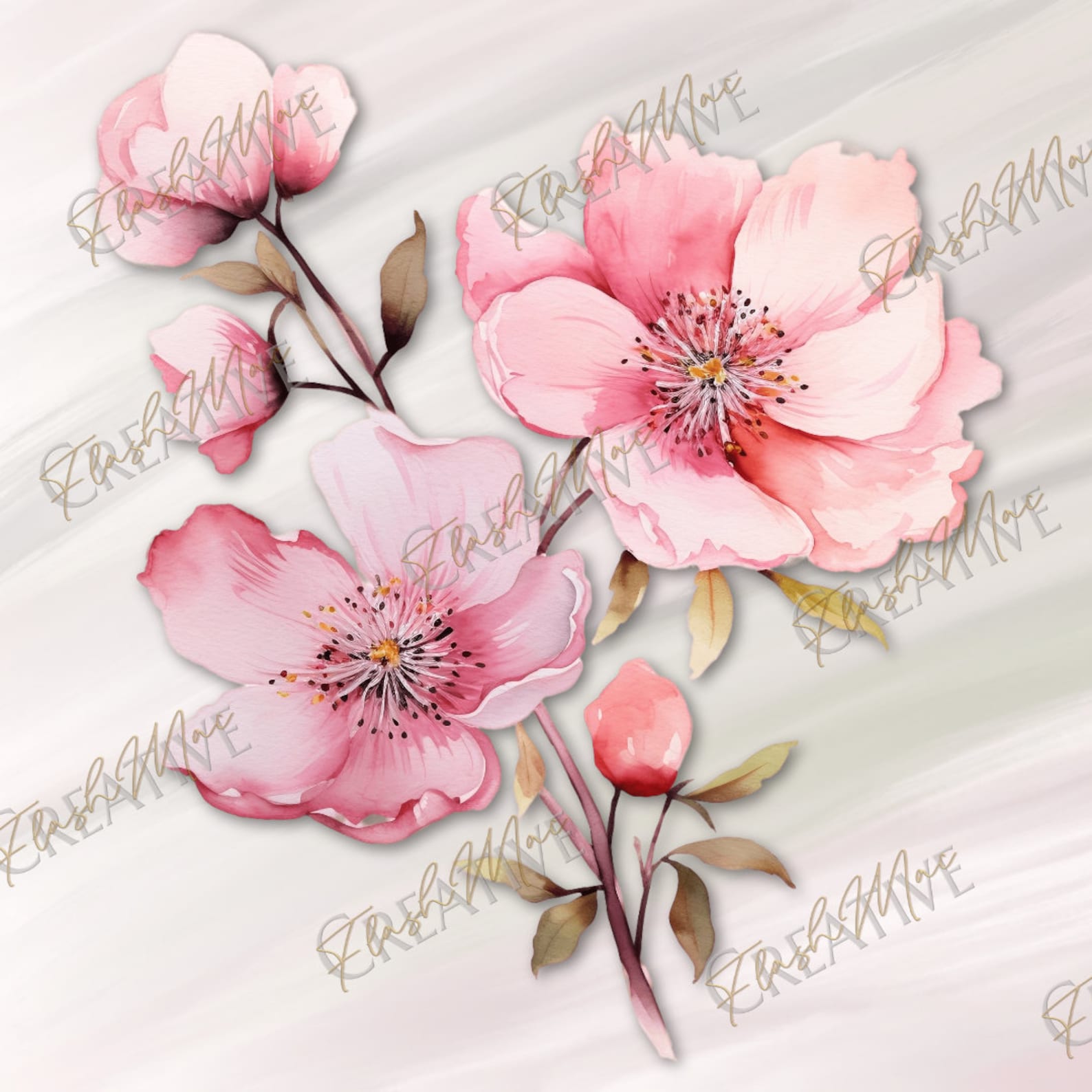 Set of 3 Cherry Blossom Printable Art, Square Art Print, Wall Decor ...