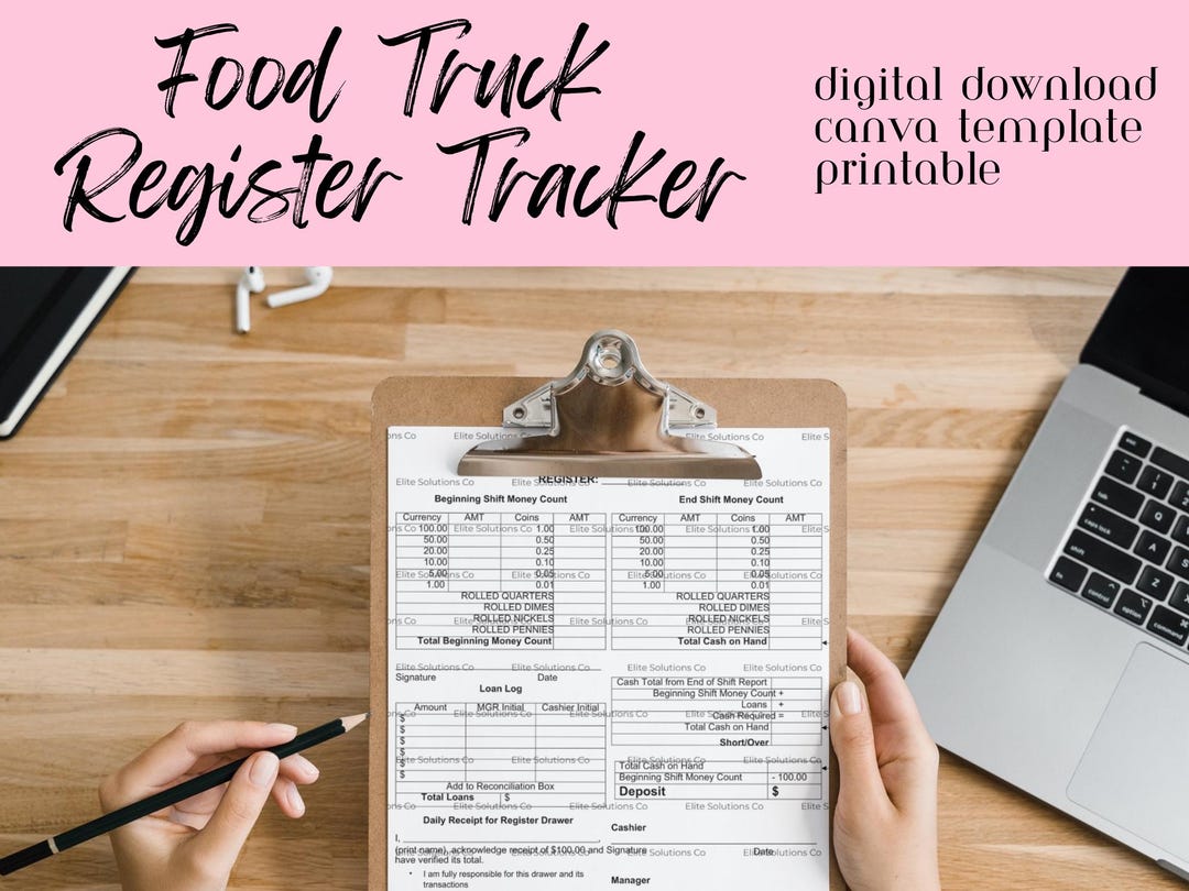 Food Truck | Cashier Accountability Sheet | Register Tracker - Etsy