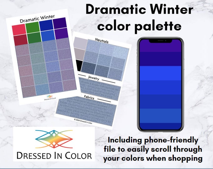 Dark Winter Season Digital Color Palette and Color Combinations Bundle ...