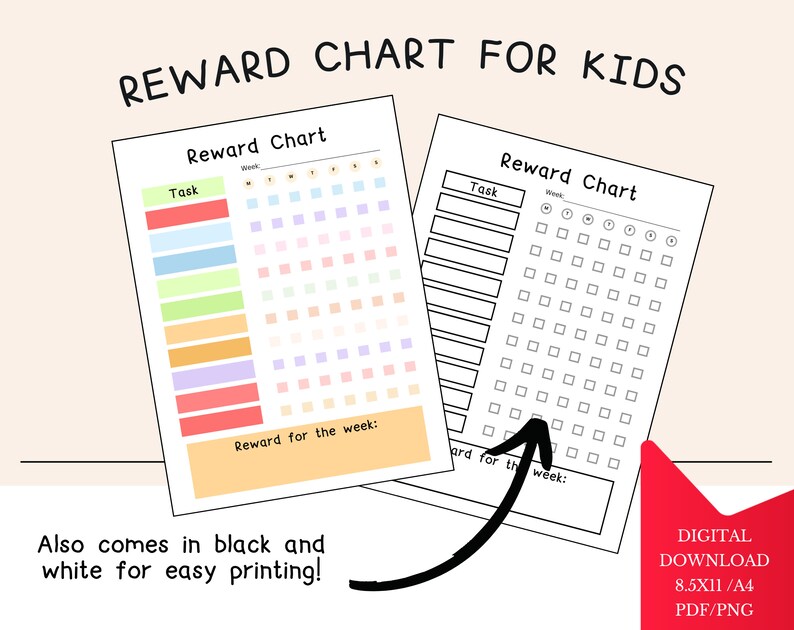 Rewards Chart for Kids, Kids Rewards Chart, Behavioral Chart ...