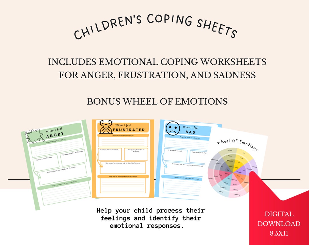 Emotional Coping Worksheet With Emotion Wheel for Kids-social Emotional ...