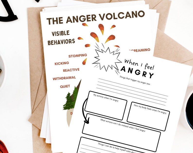 Anger Management for Kids, Anger Coping Worksheet Set, Anger Firework ...
