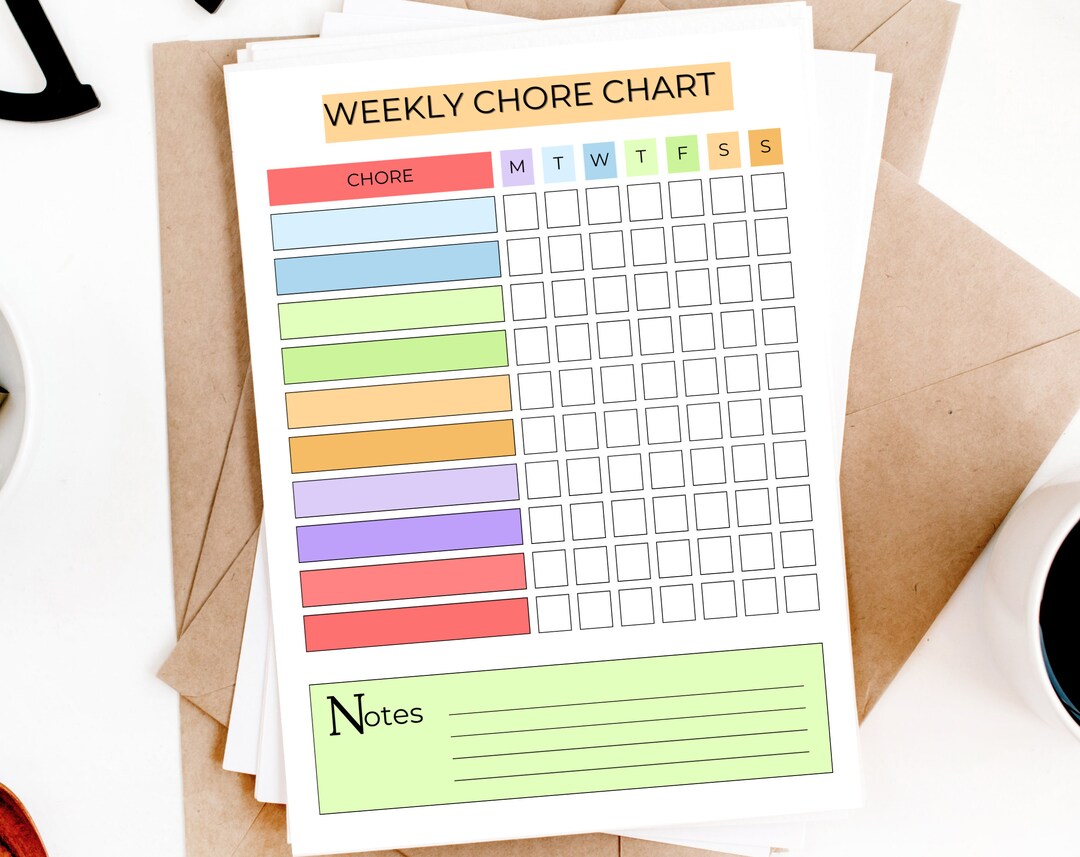 Kids Chore Chart, Printable Editable Daily & Weekly Kids Chore ...