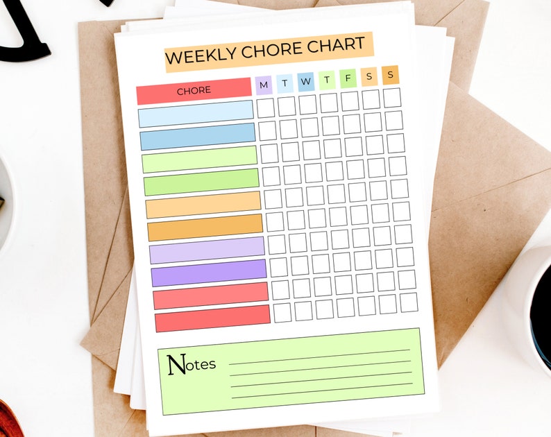 Kids Chore Chart, Printable Editable Daily & Weekly Kids Chore ...