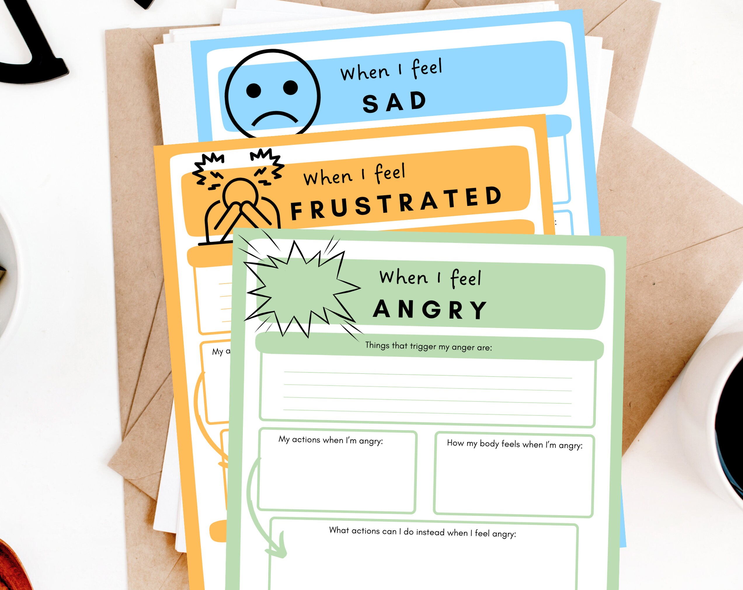 Emotional Coping Worksheet Printable, Emotion Wheel for Kids, Emotional ...