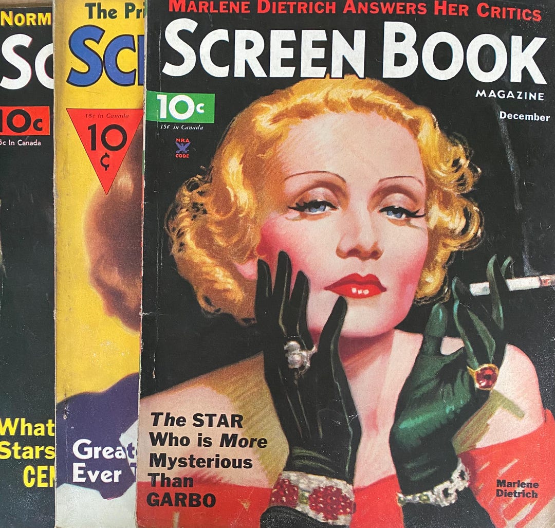 Screen Book Magazine 1934 Dietrich, Keeler, Sten - Etsy