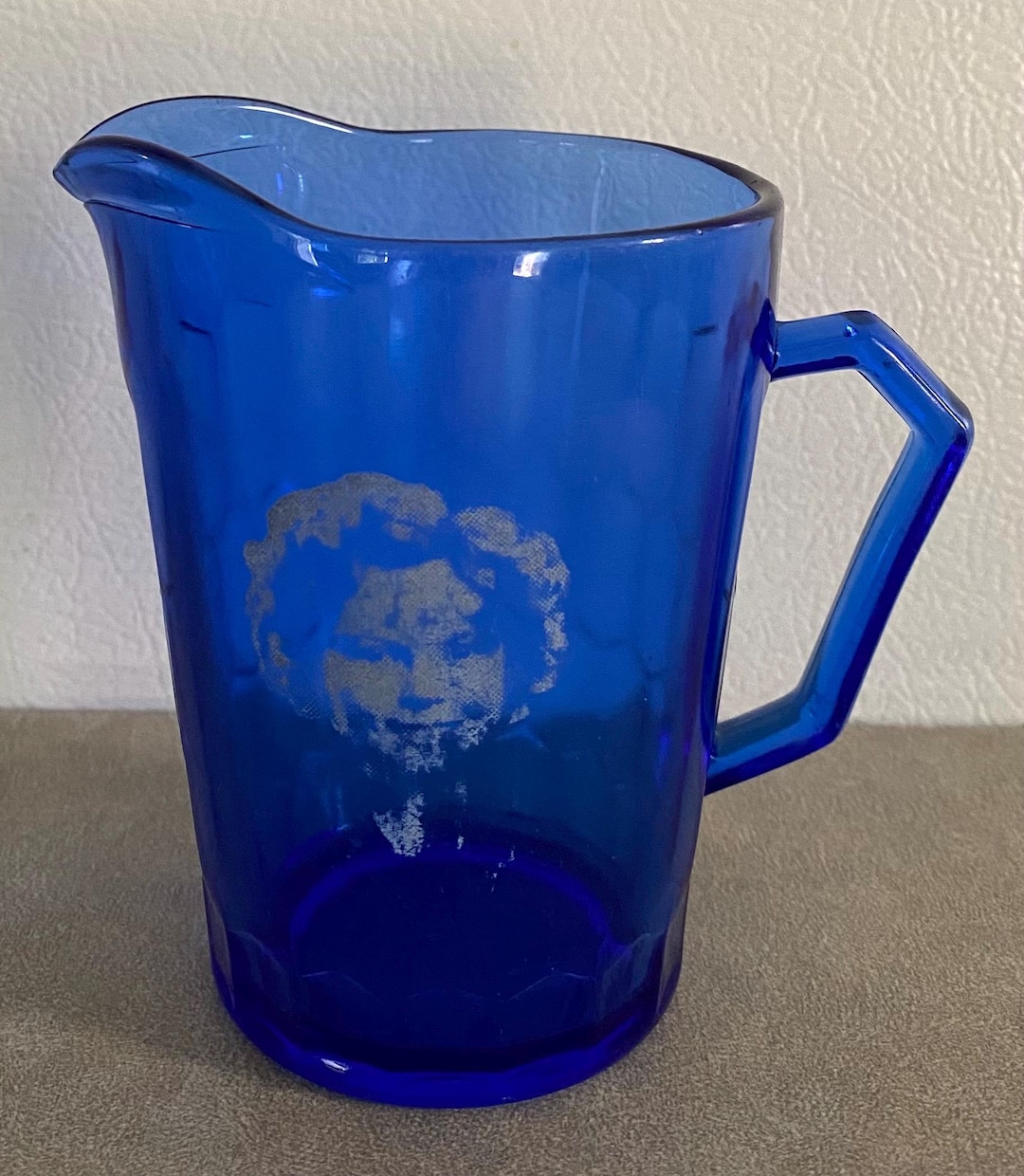 Vintage Cobalt Blue Glass Shirley Temple Pitcher - Etsy