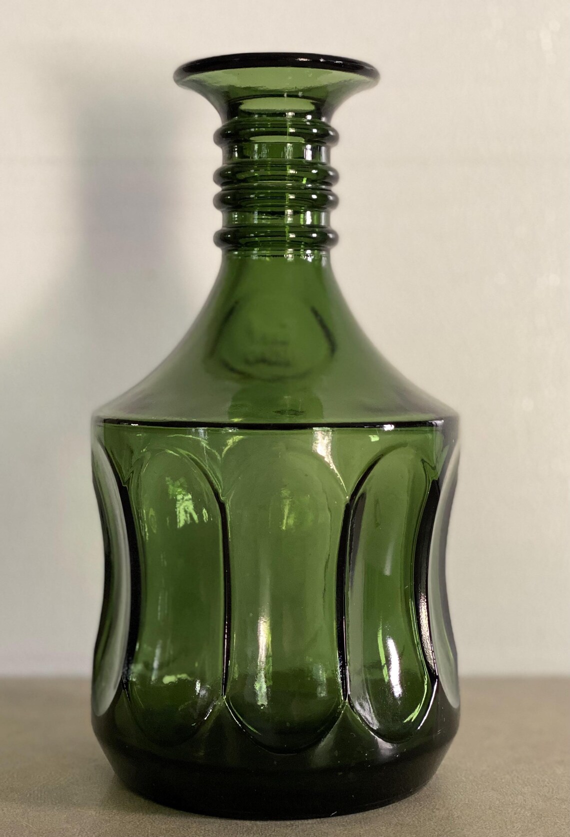 MCM Green Glass Dimpled Bottle - Etsy