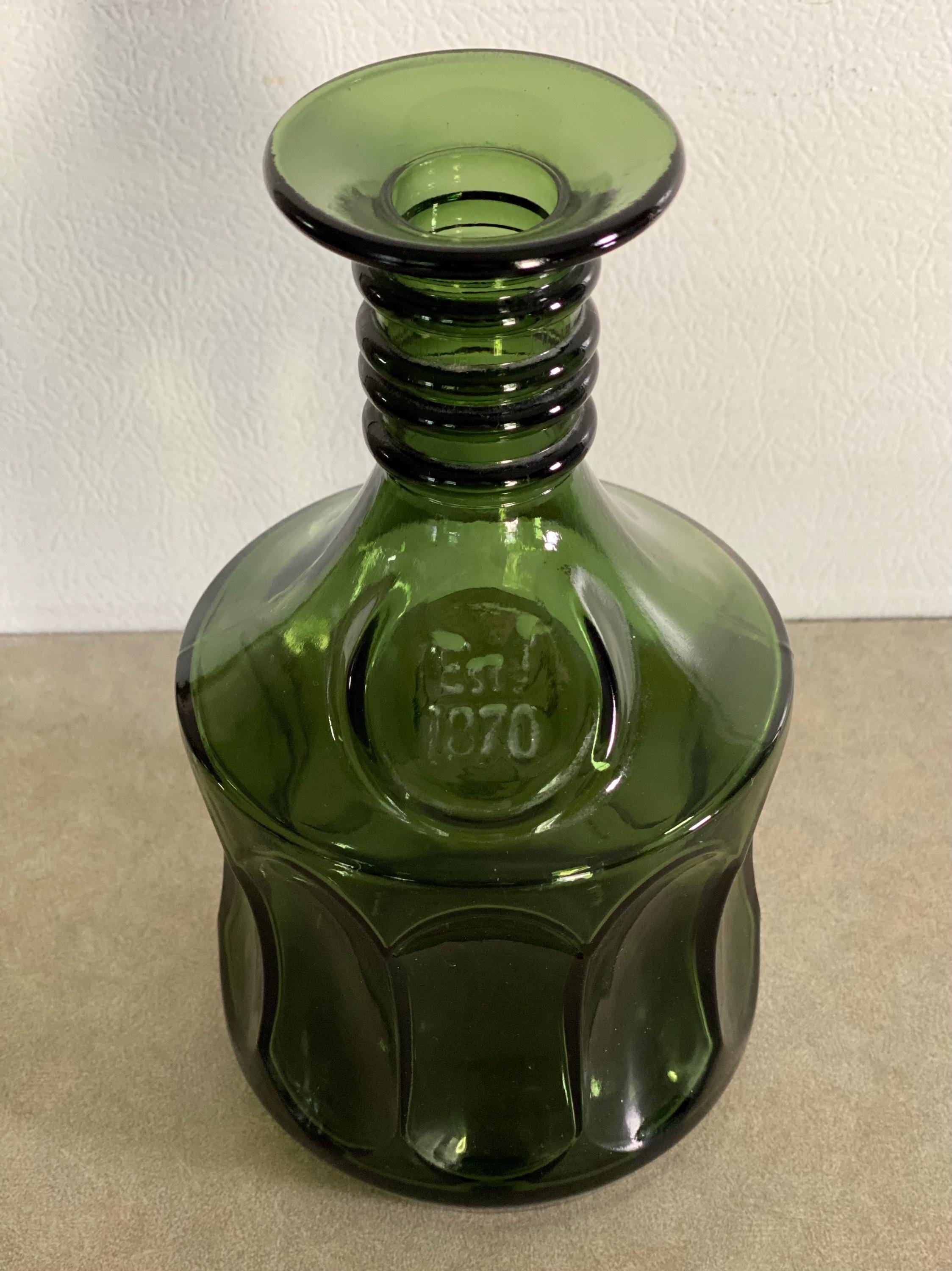 MCM Green Glass Dimpled Bottle - Etsy