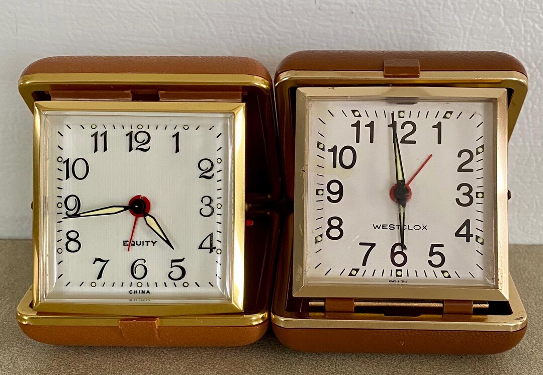 Vintage Set of Travel Alarm Clocks Equity & Westclox - Etsy