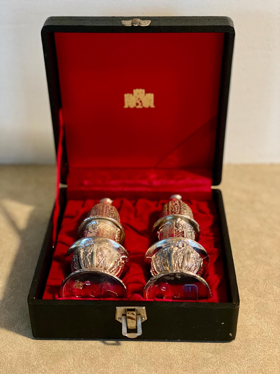 Vintage Salt & Pepper Shakers Silver Plate in Orig.case - Etsy