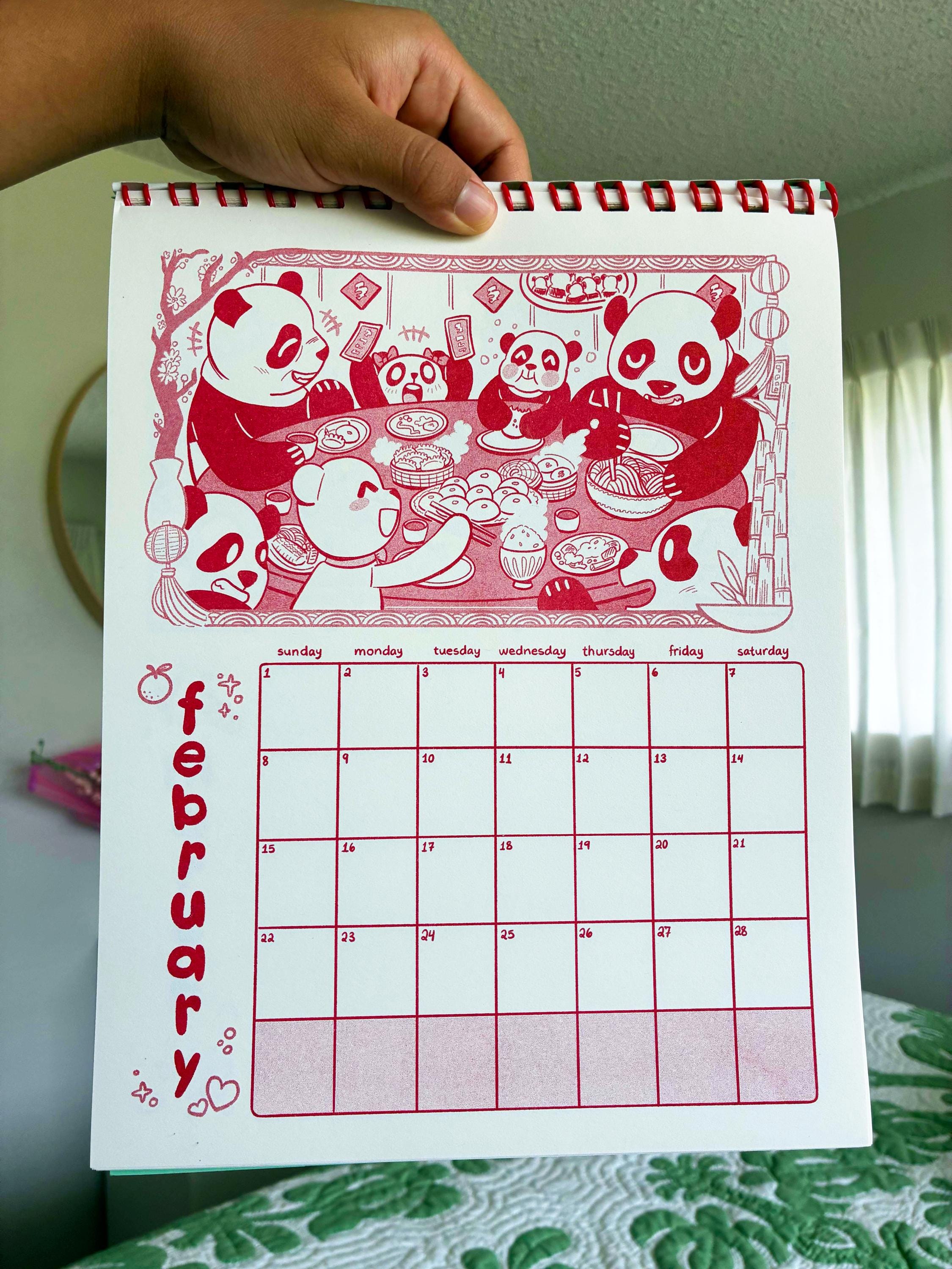 2026 Calendar Teddy-bear Travel Themed, Risograph Printed, Handmade ...