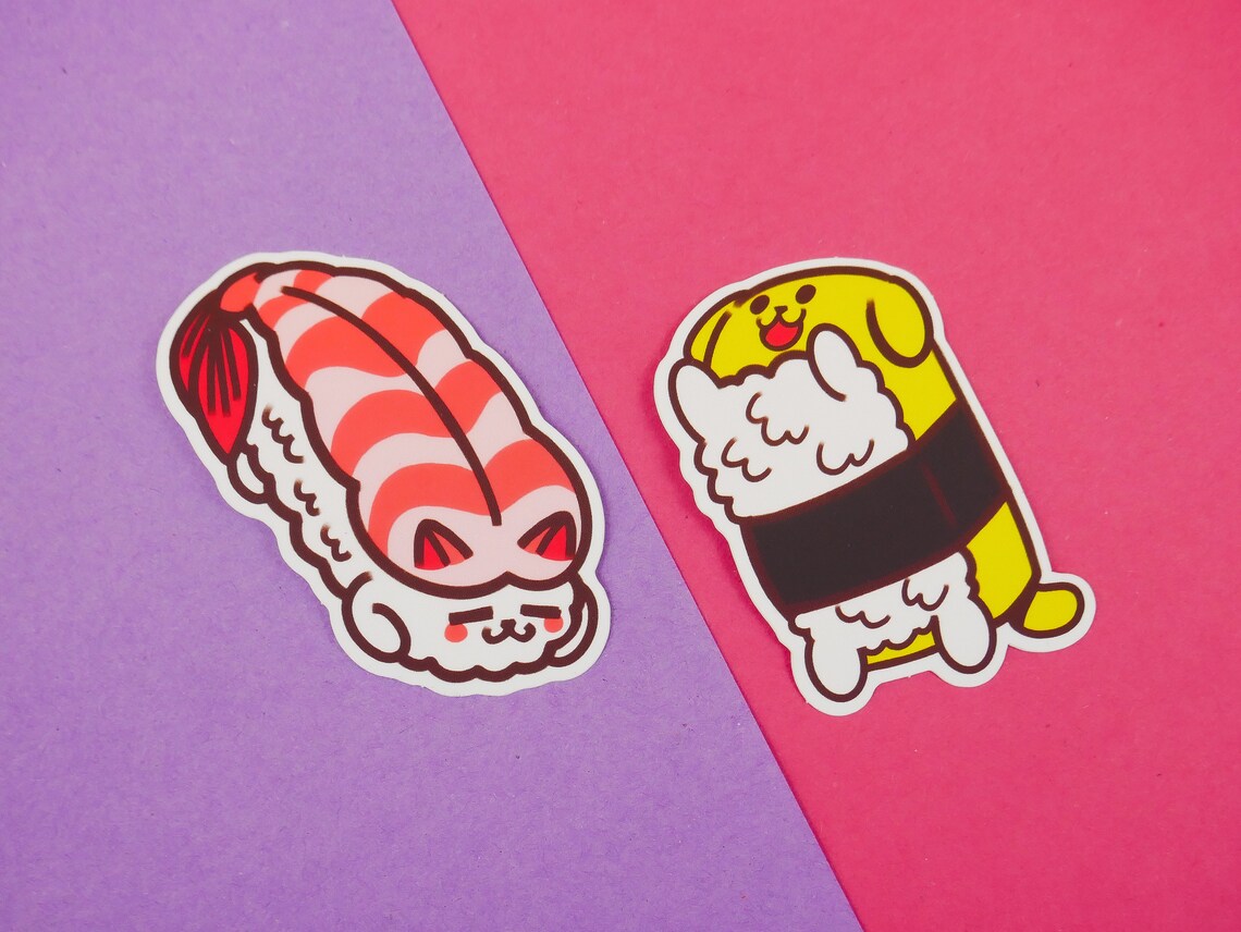 Ebi Kitty and Tamago Doggo Stickers - Etsy