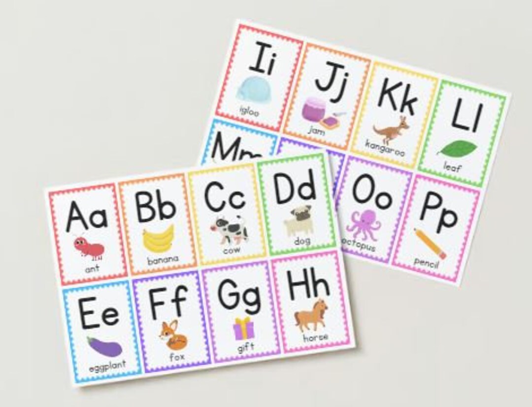 Colourful and Captivating Alphabet A-Z Flashcards, PDF Instant Download ...