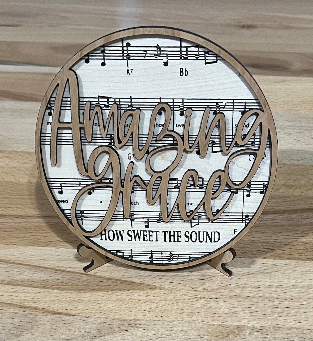 Amazing Grace,song, Display With Stand, 5 Round Wooden Display - Etsy