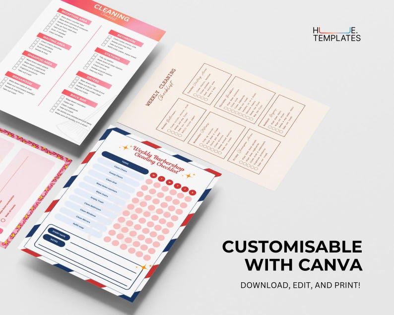 Salon Cleaning Checklist Editable Canva Template, Cleaning Checklist ...