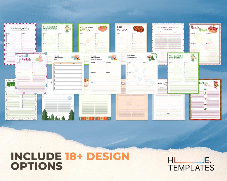 Christmas Potluck Sheet Template, Printable Sign up Template, Editable ...