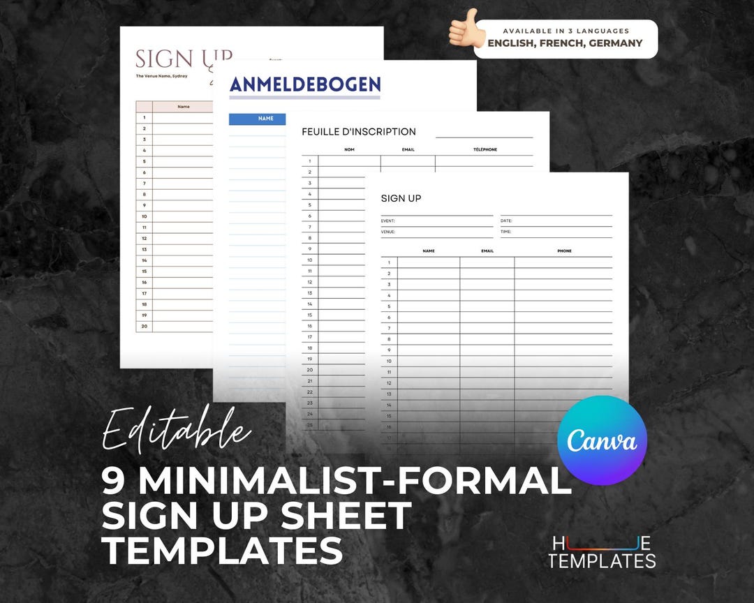 Editable Sign up Sheet Template, Printable Sign up Template, Office ...