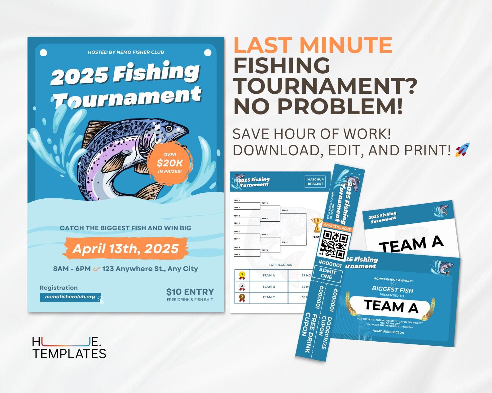 Fishing Tournament Flyer Template, Canva Template, Fishing Flyer ...