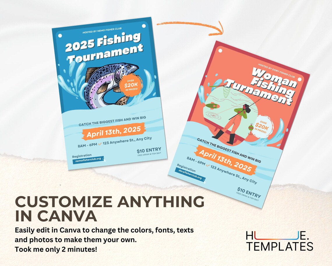 Fishing Tournament Flyer Template, Canva Template, Fishing Flyer ...