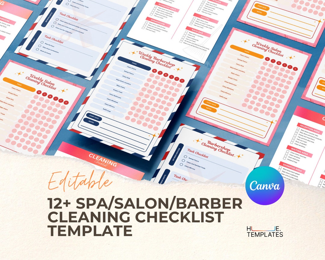 Salon Cleaning Checklist Editable Canva Template, Cleaning Checklist ...
