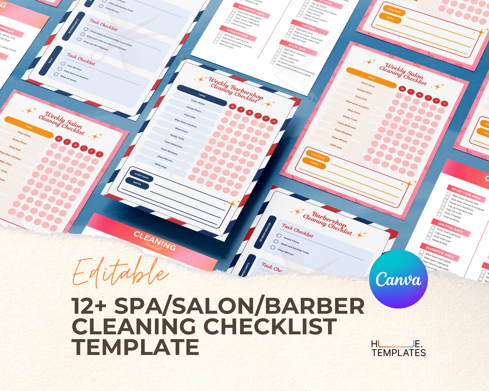 Salon Cleaning Checklist Editable Canva Template, Cleaning Checklist ...