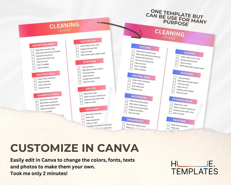 Salon Cleaning Checklist Editable Canva Template, Cleaning Checklist, Cleaning Schedule, Lashes ...