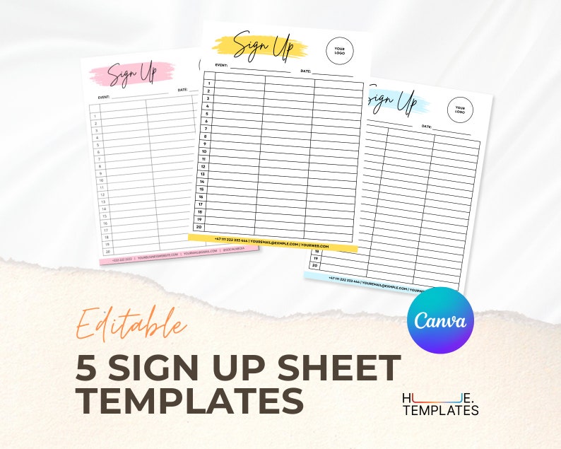 Editable Sign up Sheet Template, Printable Sign up Template, Party Sign ...
