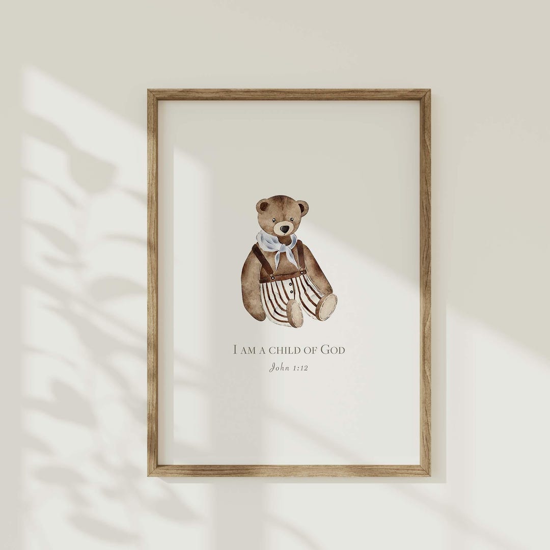 Child of God Teddy Bear Print: Christian Boys Nursery Decor (digital ...