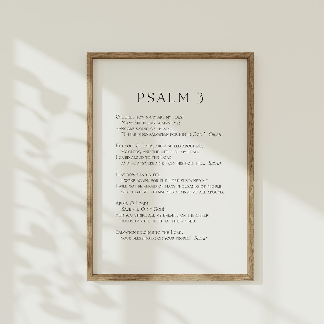 Psalm 3 Minimalist Wall Art, Typography Bible Print, Calming Bible ...