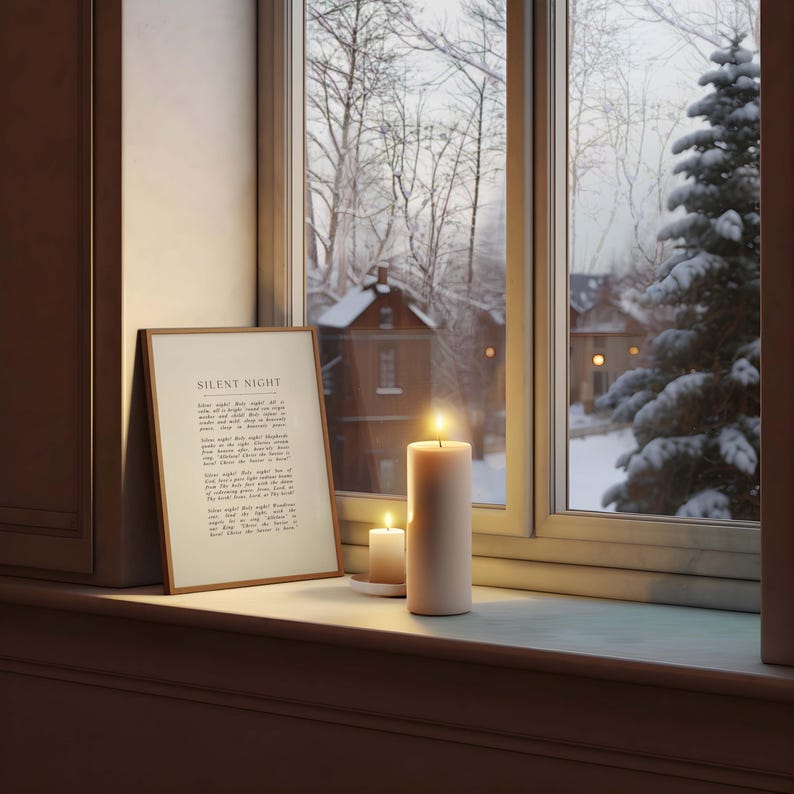 Silent Night Hymn Wall Art: Minimalist Christmas Carol Print (digital ...