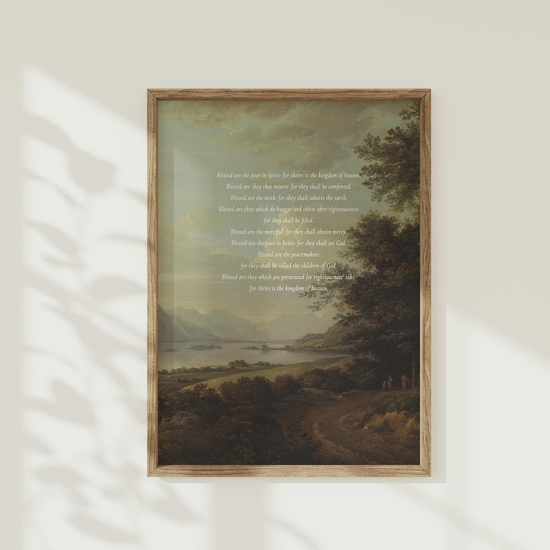 The Beatitudes Earth Toned Wall Art: Vintage Landscape Scripture ...