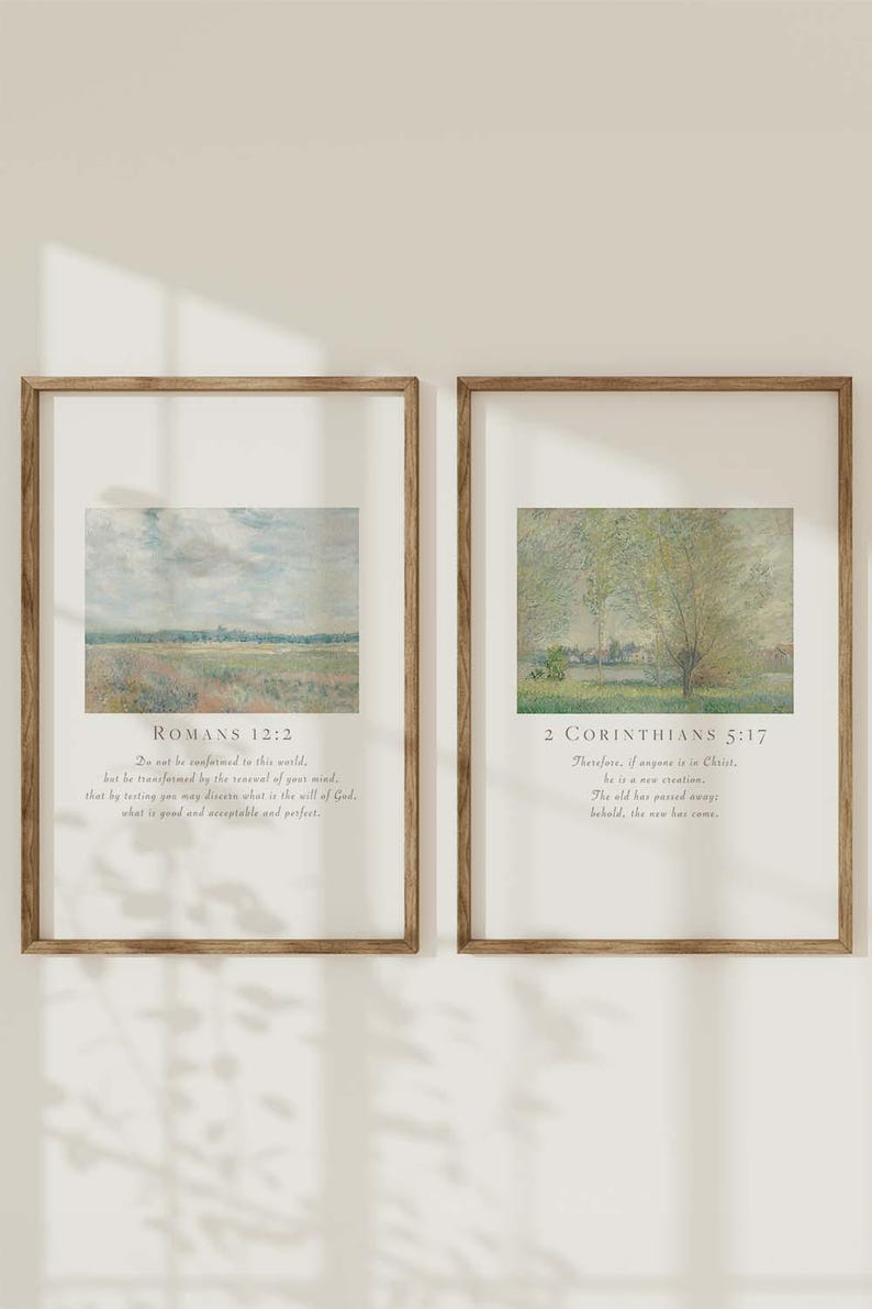 Spring Landscape Bible Verse Collection, Christian Floral Wall Art ...