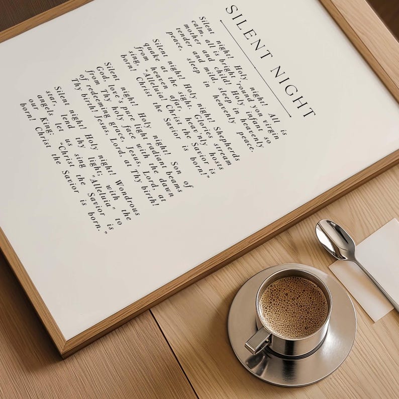 Silent Night Hymn Wall Art: Minimalist Christmas Carol Print (digital ...