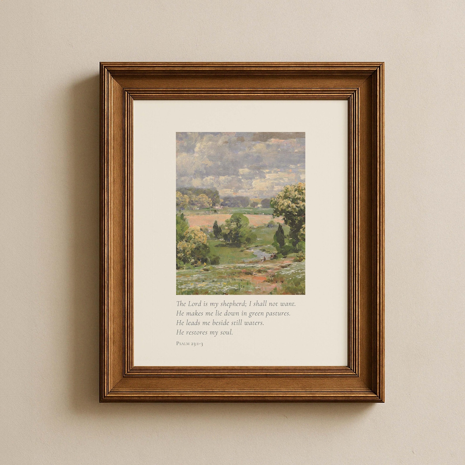 Vintage Psalm Landscape Printable Set: Neutral Christian Scripture Wall ...